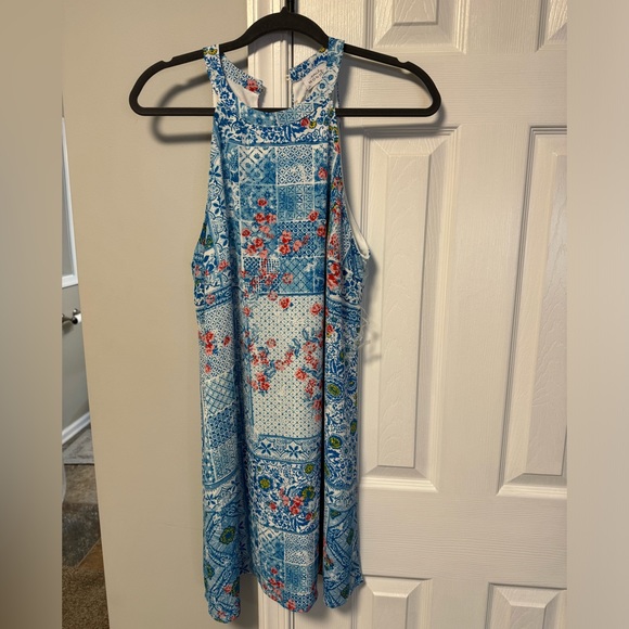 Emily Wonder | Dresses | Ocean Blue Floral Multipattern Dress | Poshmark